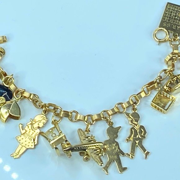 Jewelry | 14k Gold Enamel Mechanical Gem Charms In Fancy Charm Bracelet 364g 725 Jr8122 | Poshmark